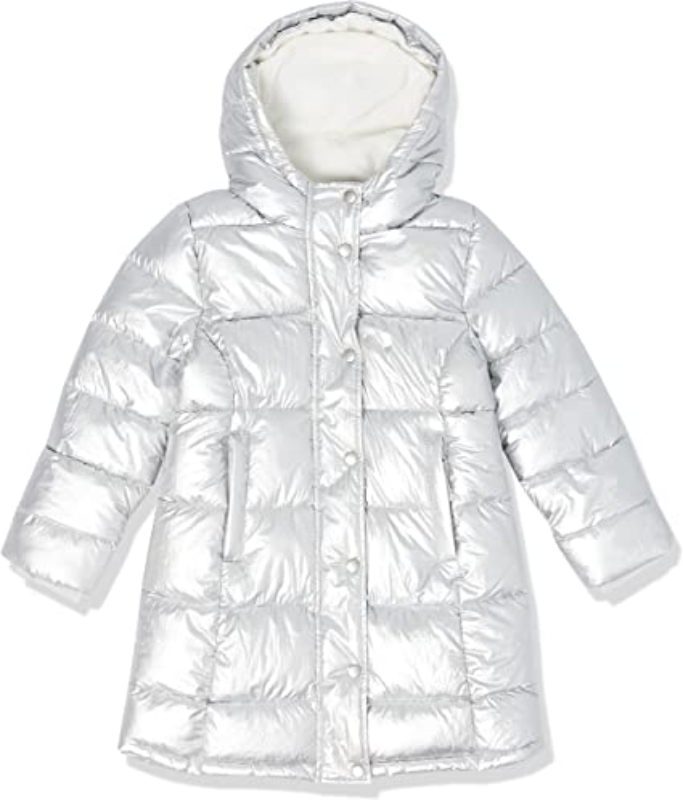 Kids Long Heavy-Weight Silver Puffer Coat - The Puffer Jackets